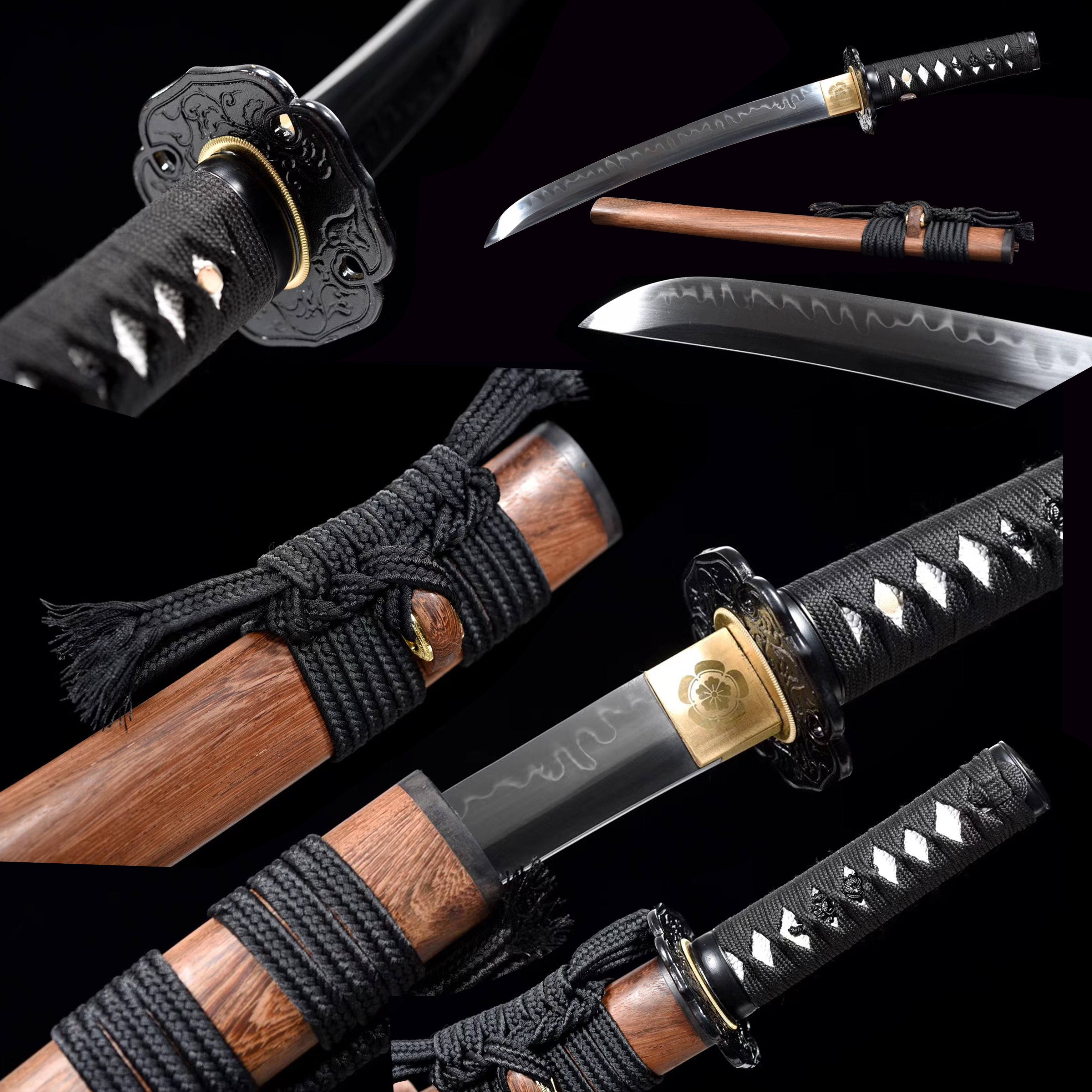 21.6" Hand Forged Clay Tempered Tanto Japanese Samurai Katana Swords ...