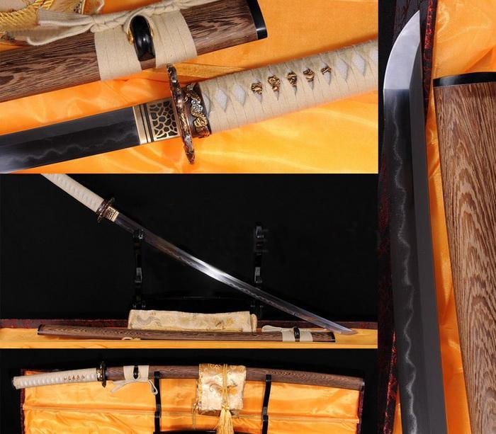 Functional Folded Steel Blade Clay Tempered Japanese Samurai Sword Kat ...