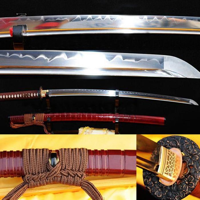 Japanese Samurai Full Tang Katana High Carbon Clay Tempered Handmade T ...