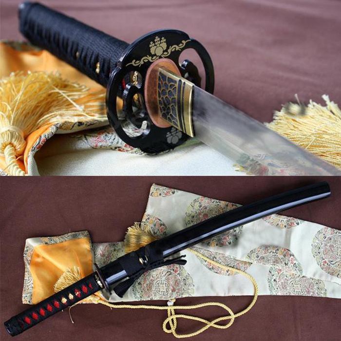 Japanese Samurai Clay Tempered Fulltang Folded Steel Wakizashi Sword ...